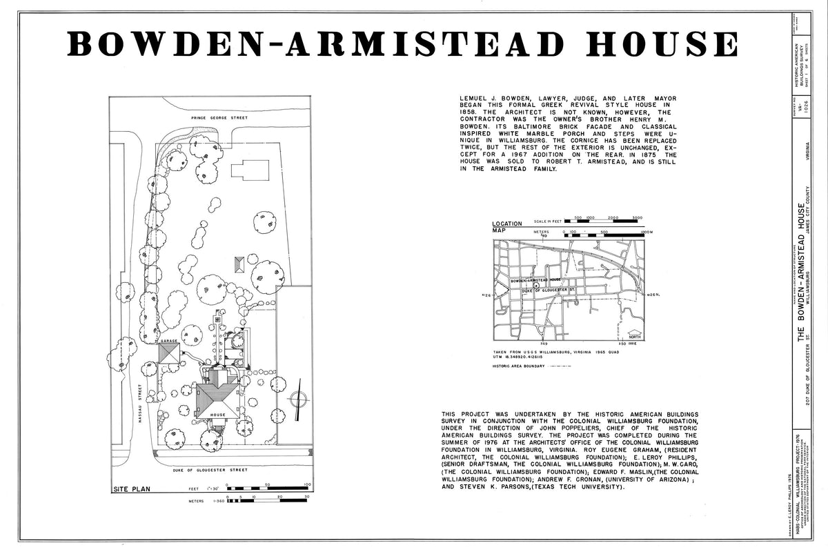 Authentic Colonial Williamsburg Home Plan - The Bowden-Armistead House ...