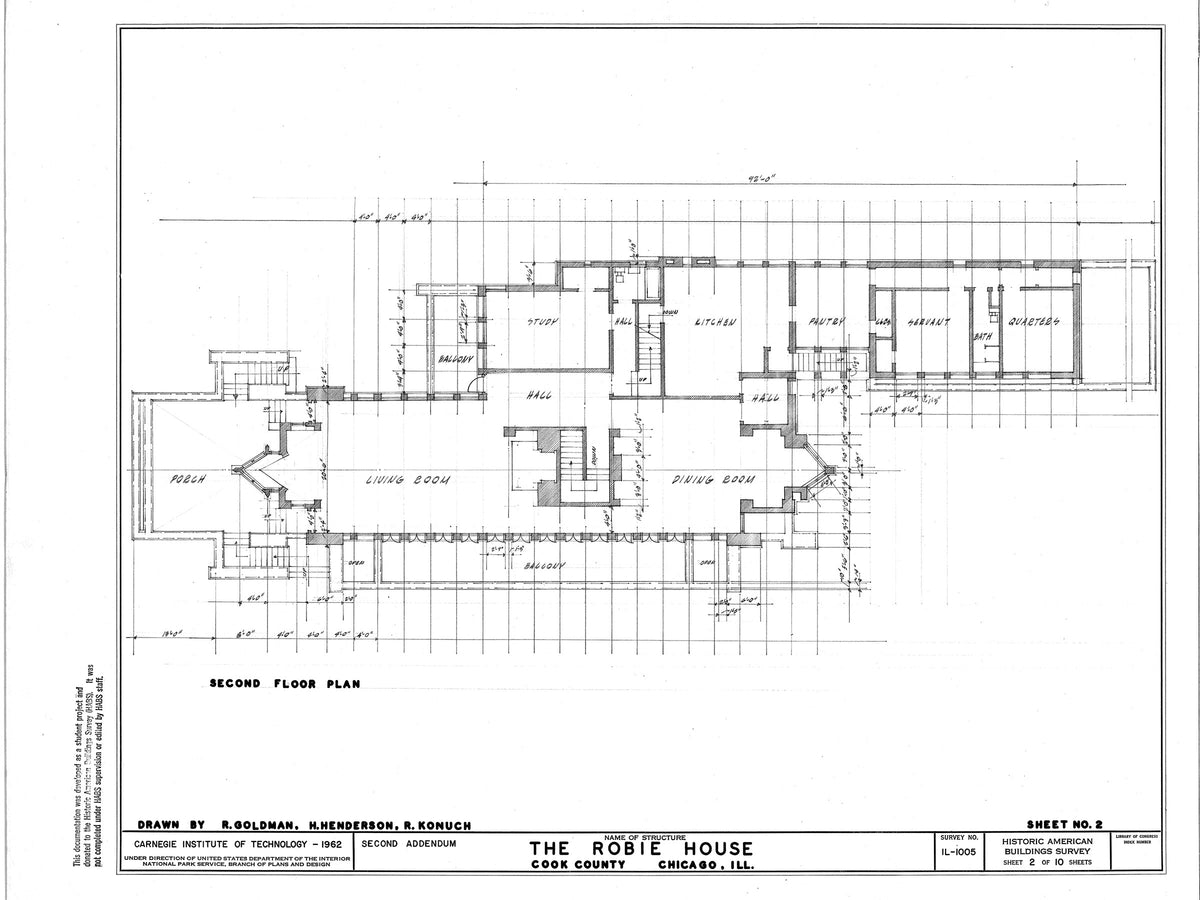 Frank Lloyd Wright's Prairie Style Robie House - 25 Sheet set of PRINT ...
